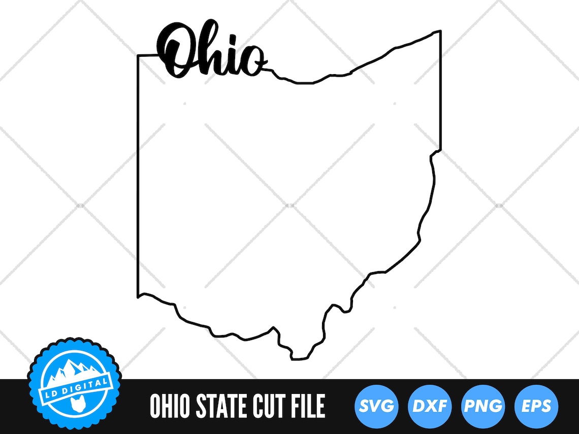 Ohio Outline With Text SVG Files Ohio Cut Files United - Etsy