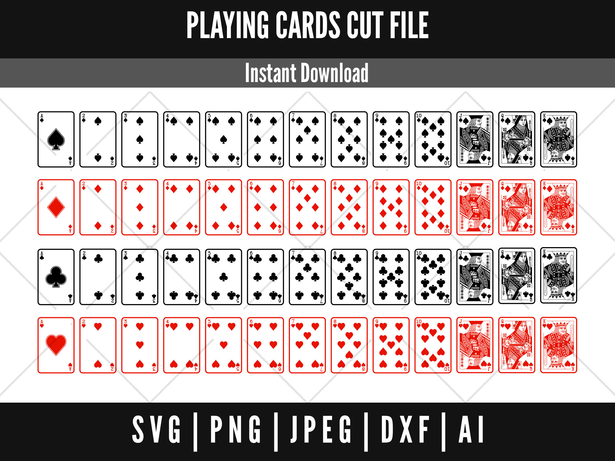 Playing Cards SVG Files Playing Cards Cut Files Poker | Etsy