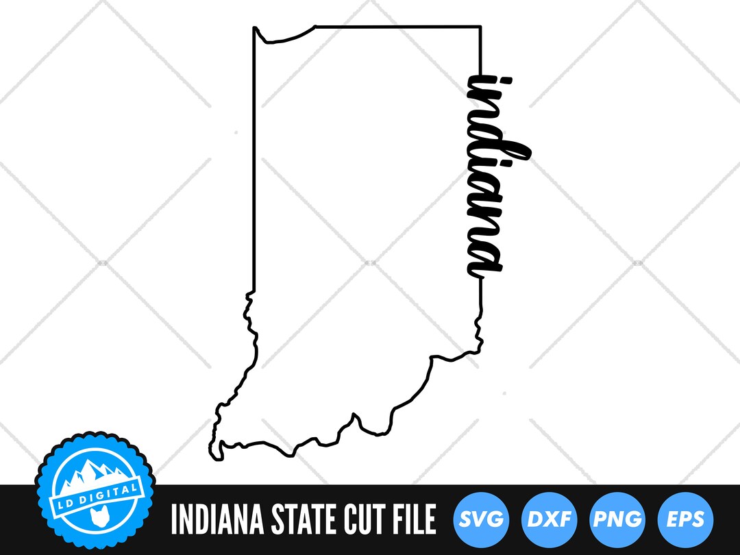Indiana Outline With Text SVG Files | Indiana Cut Files | United States ...