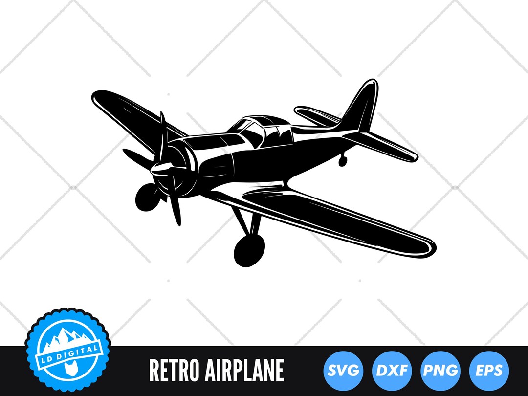 Retro Airplane SVG Cut File, Propeller Plane Silhouette Clipart, Old ...