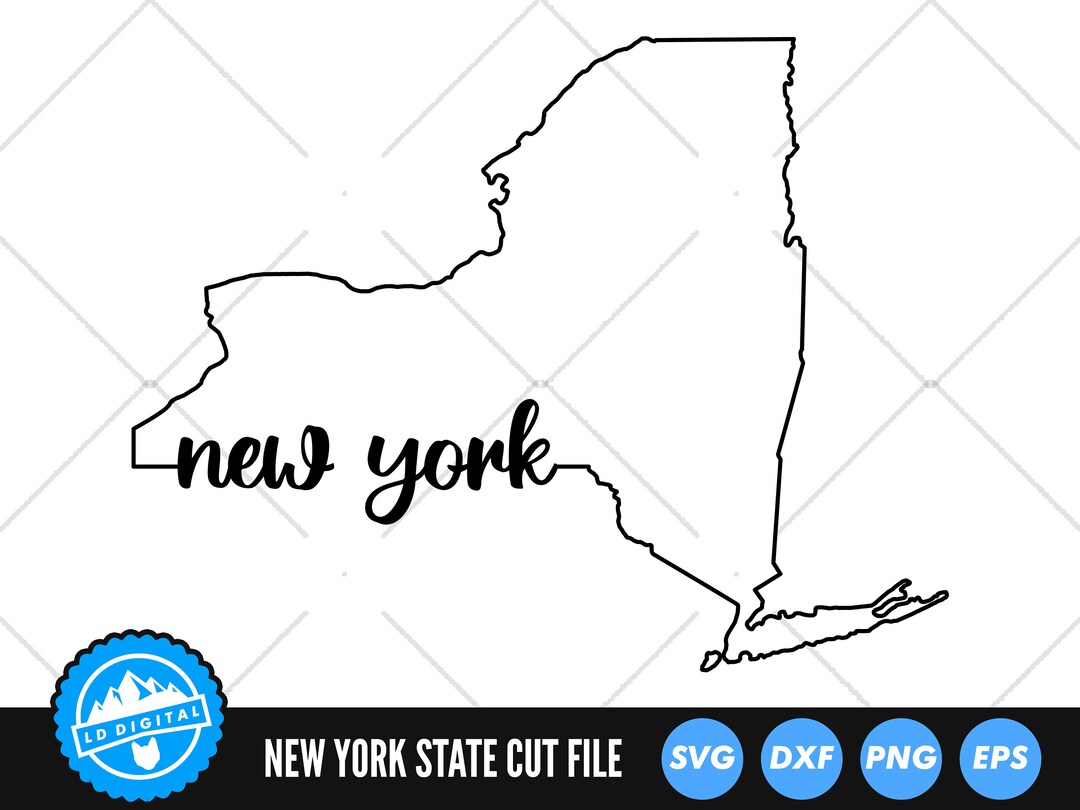 New York Outline With Text SVG Files | New York Cut Files | United ...