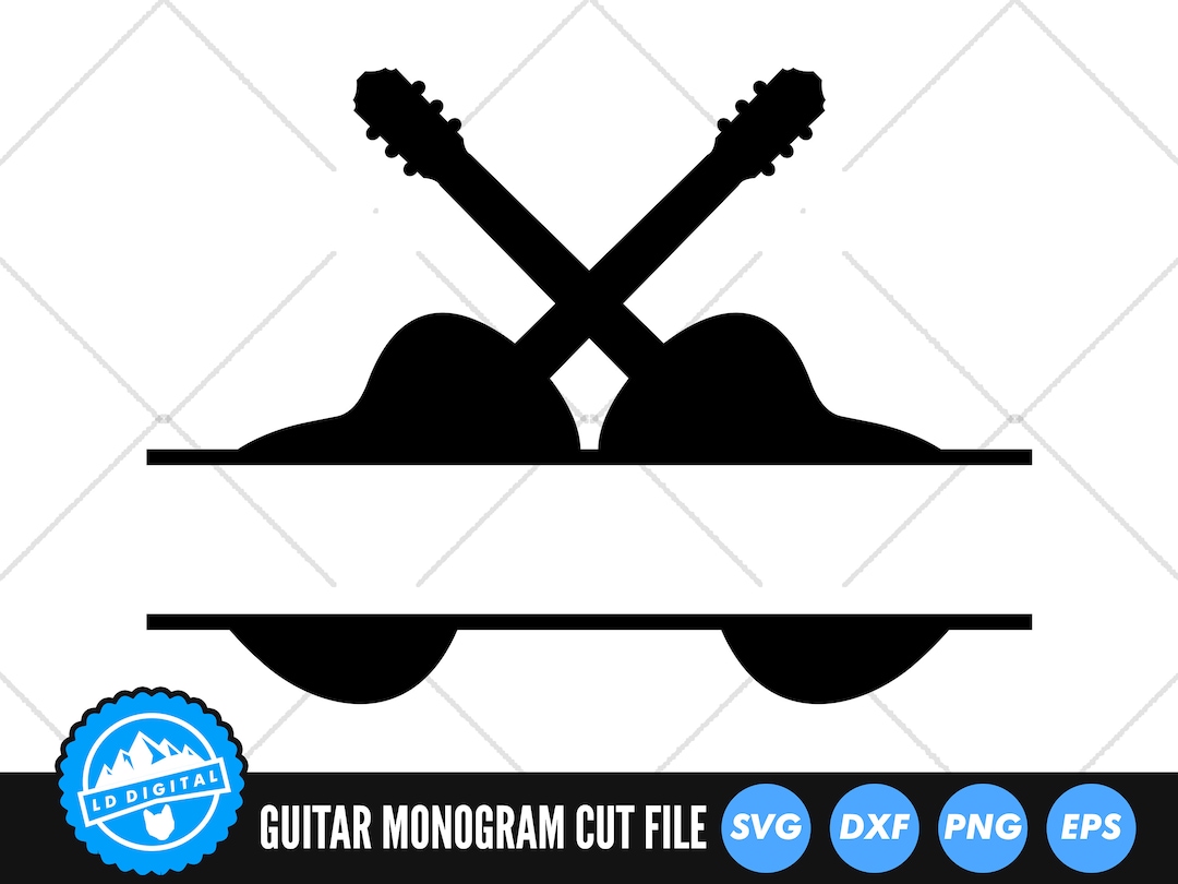 Guitar Monogram SVG Files | Guitar Split Name Frame SVG Cut Files ...