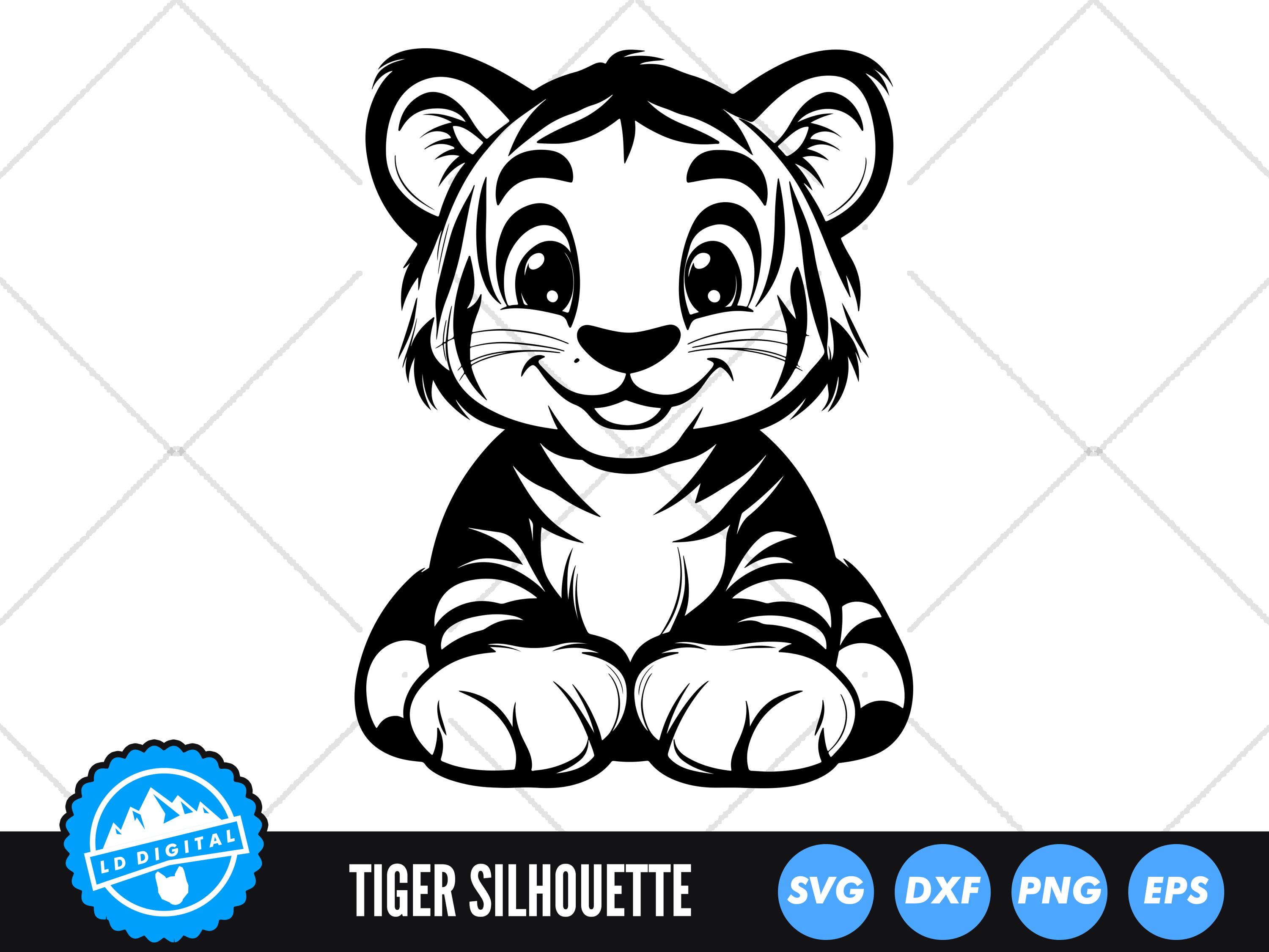 Cute Tiger Outline Bundle SVG, Baby Tiger Cut File, Safari Animal SVG ...