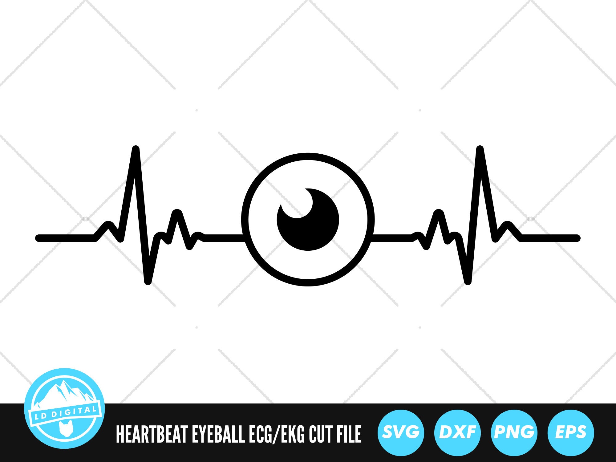 Heartbeat Line Eyeball SVG Files ECG EKG Cut Files Eye Vector Files ...