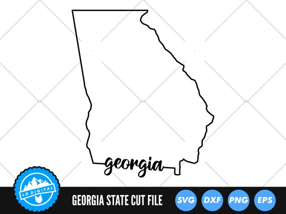 Georgia Outline With Text SVG Files Georgia Cut Files | Etsy
