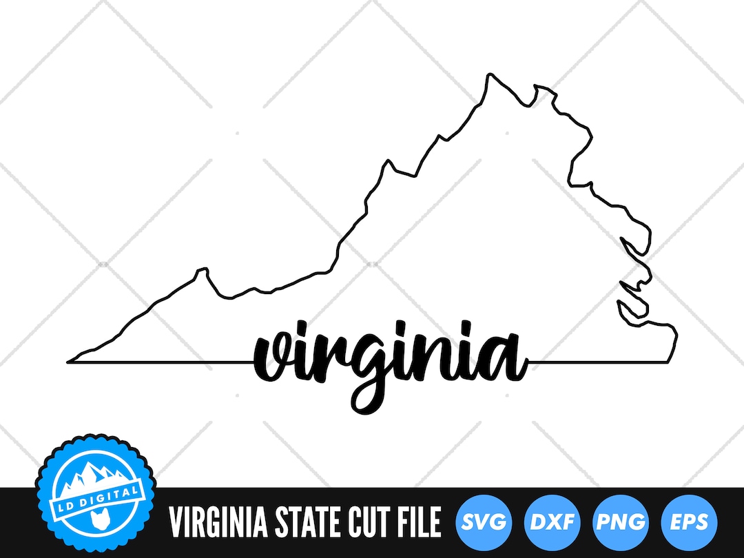 Virginia Outline With Text SVG Files | Virginia Cut Files | United ...