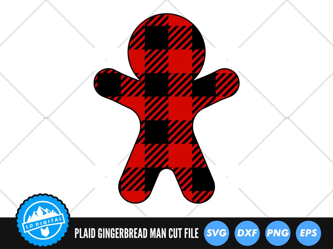Plaid Gingerbread Man SVG Files Gingerbread Man Cut Files - Etsy