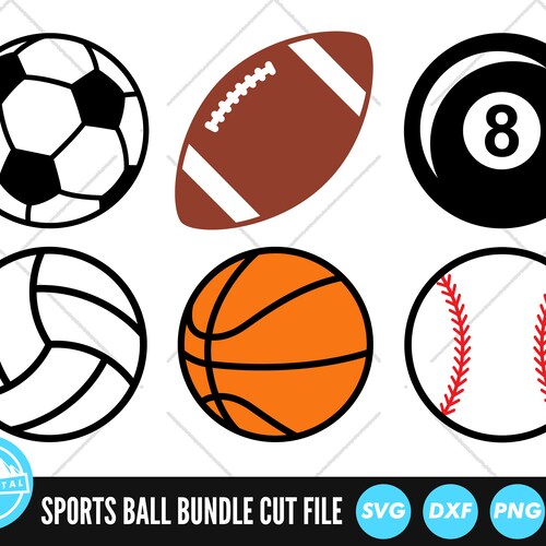 Sports Ball Bundle SVG Files Football Volleyball - Etsy