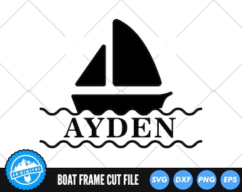 Sailboat Monogram SVG, Split Monogram, Custom Name, Nautical SVG, Boat ...