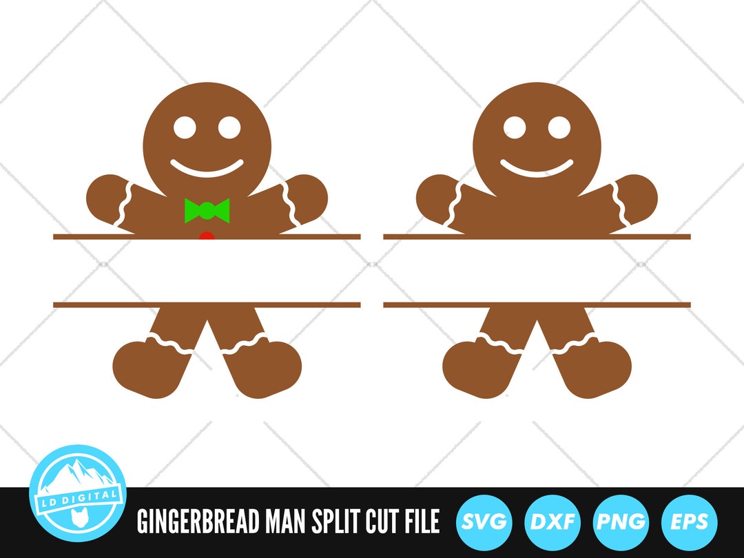 Gingerbread Man Monogram SVG Files | Gingerbread Split Name Frame Man ...