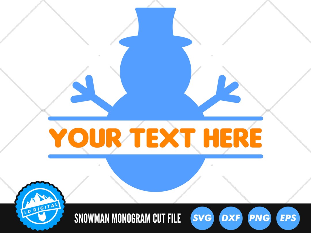 Christmas Snowman Monogram SVG Files | Snowman Split Name Frame Cut ...