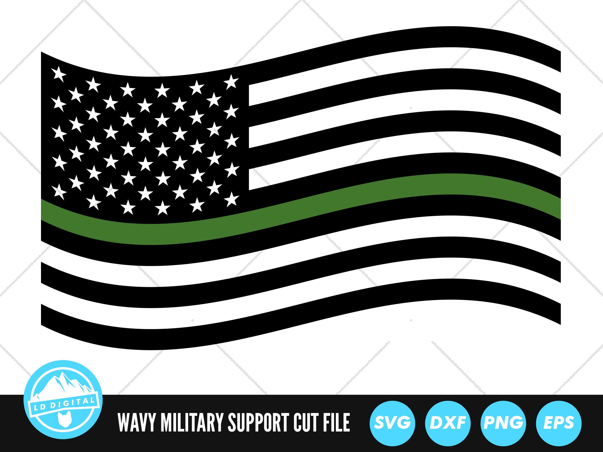 Wavy Military Army Green Line US Flag United States of America Flag ...