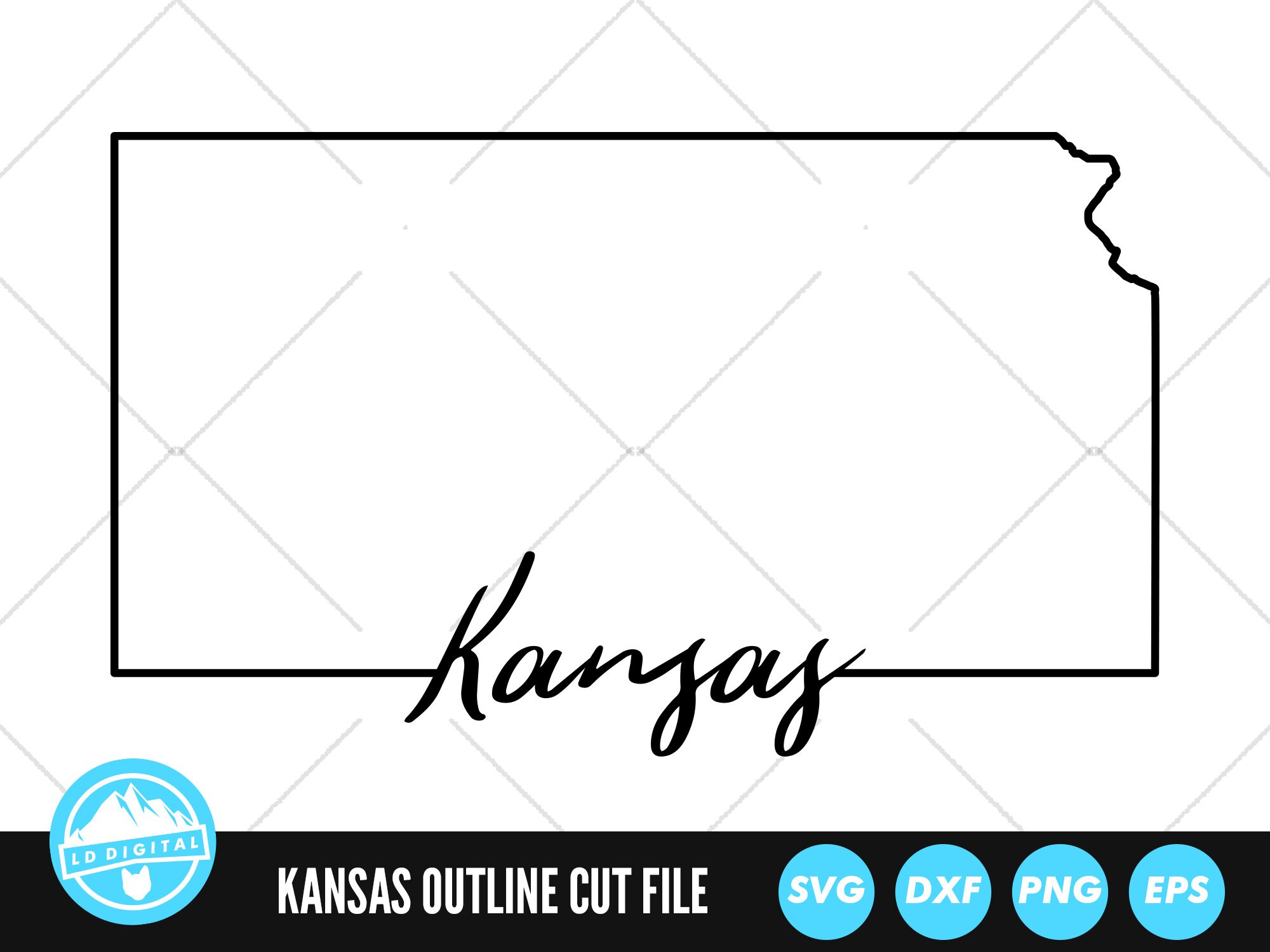 Kansas Outline with Text SVG Files Kansas Cut Files United | Etsy