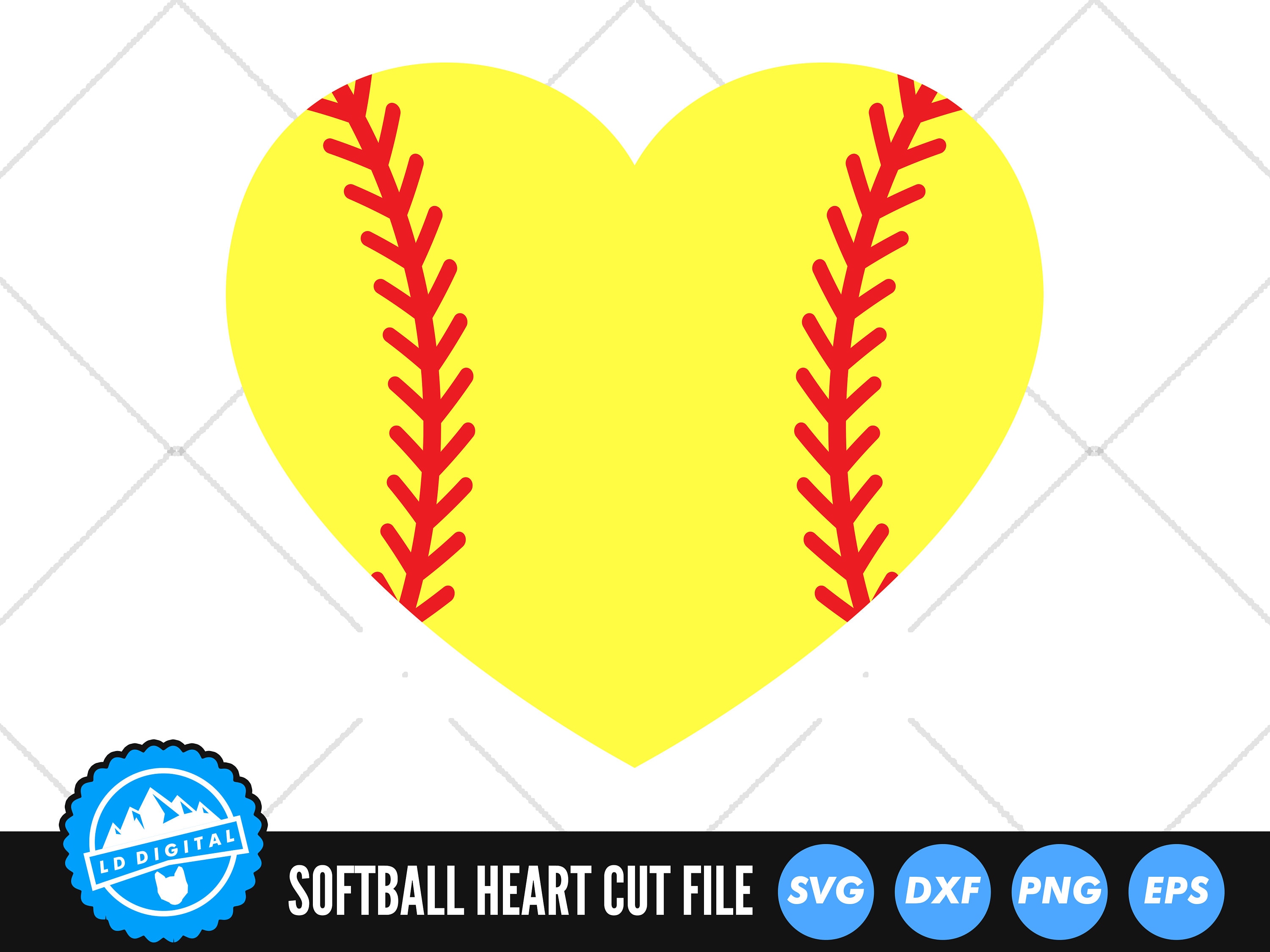Softball Heart Svg Files Sports Mom Cut Files Softball Etsy