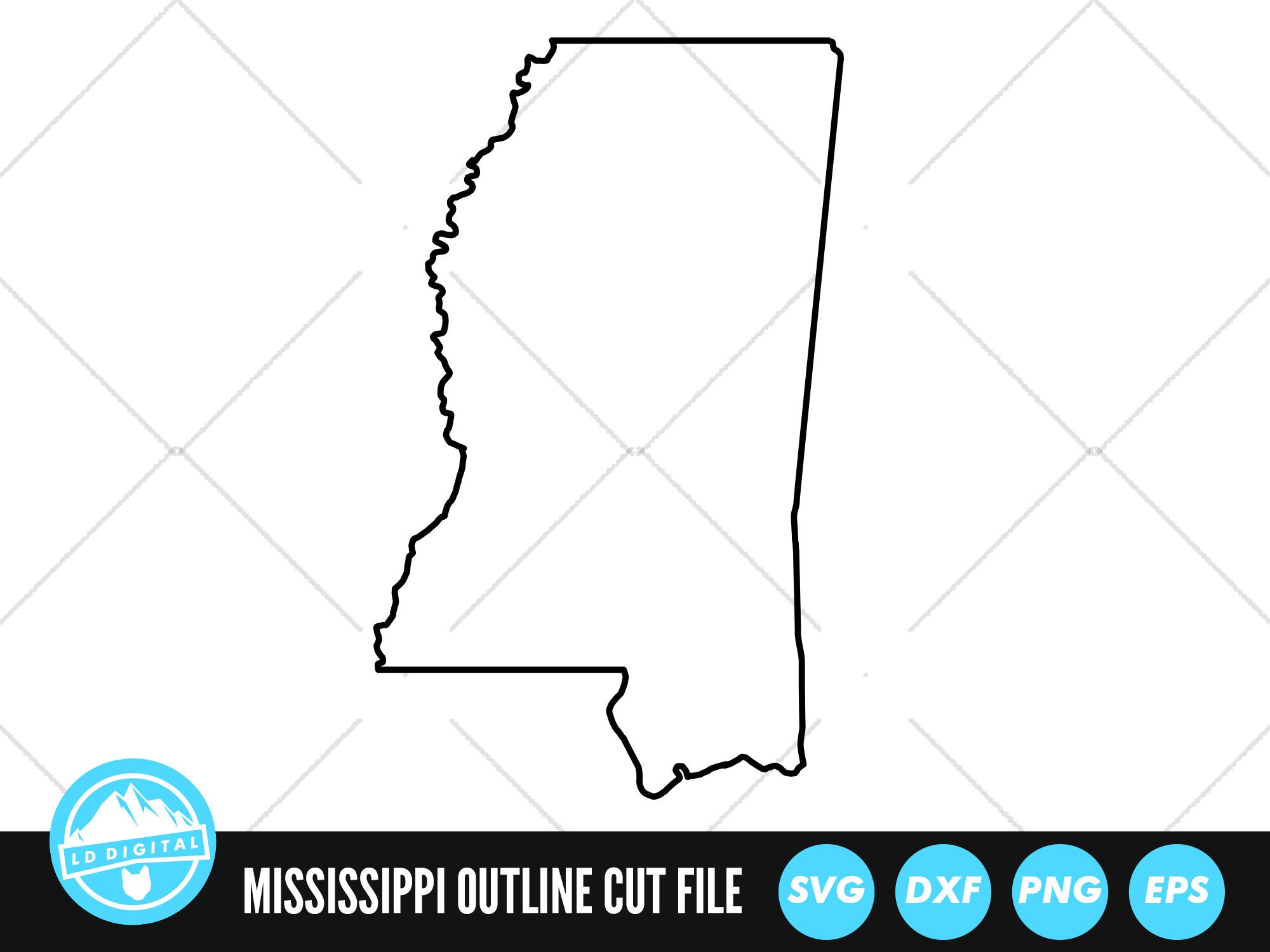 Mississippi Outline SVG Files Mississippi Cut Files United | Etsy
