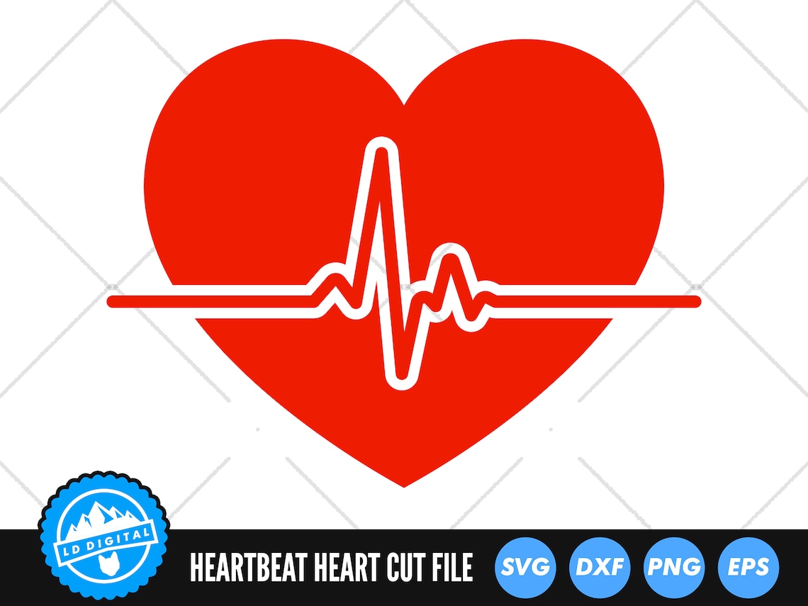 Heartbeat Line Love Heart SVG Files | ECG EKG Cut Files | Healthcare ...