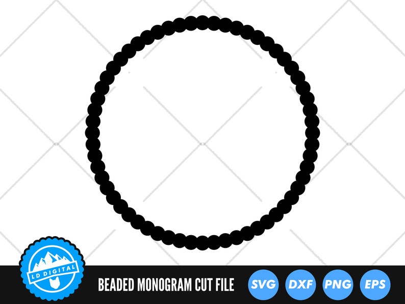 Beaded Circle Frame SVG Files Beaded Circle Monogram Cut Files Beaded ...