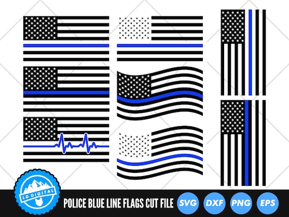 Police Blue Line US Flag United States of America Flag - Etsy