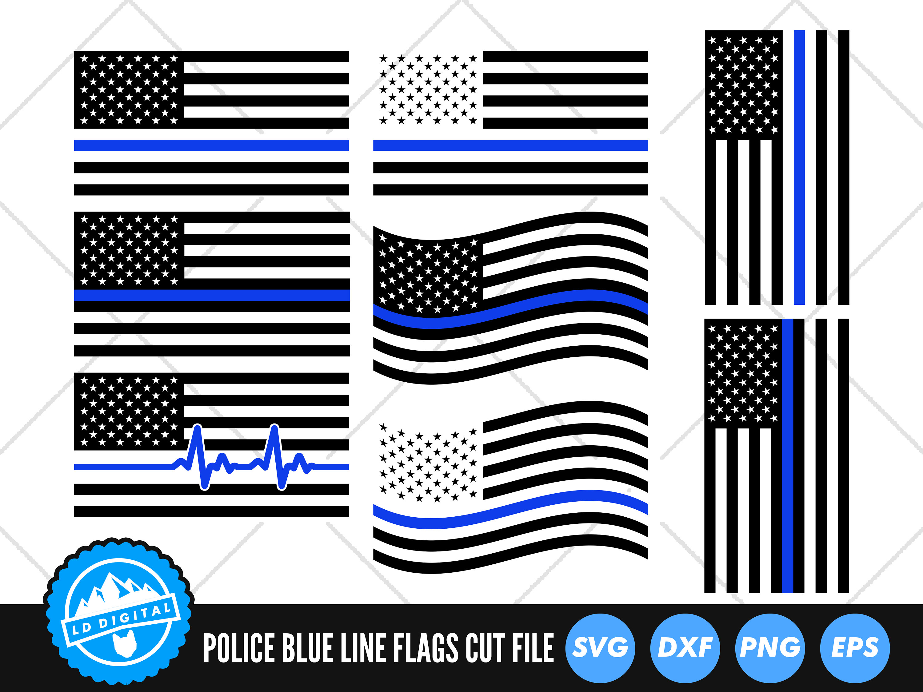 Police Blue Line US Flag United States of America Flag - Etsy Australia