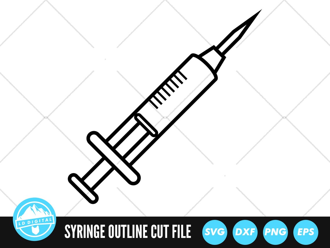 Syringe Outline SVG Files Hypodermic Needle Cut Files - Etsy