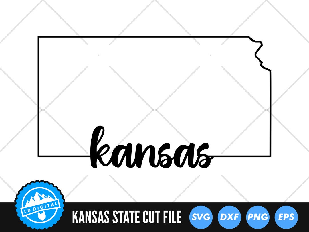 Kansas Outline With Text SVG Files | Kansas Cut Files | United States ...