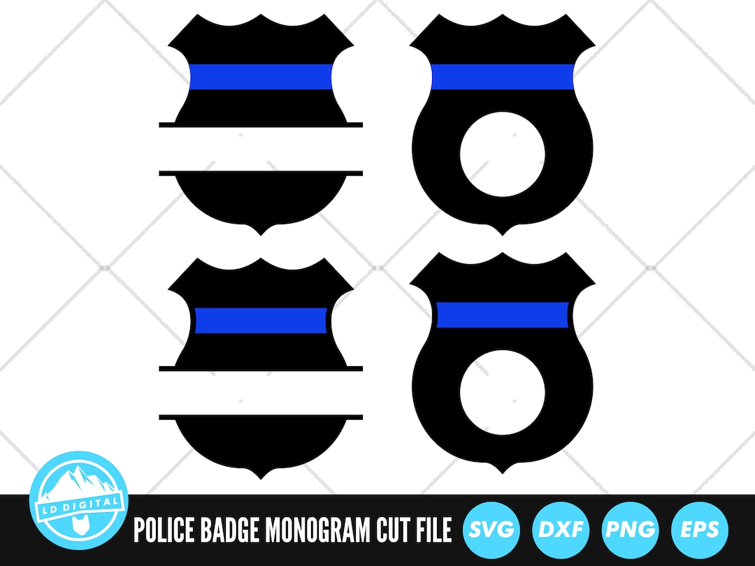 Police Badge Split Monogram Blue Line SVG | Police Shield Round Name ...