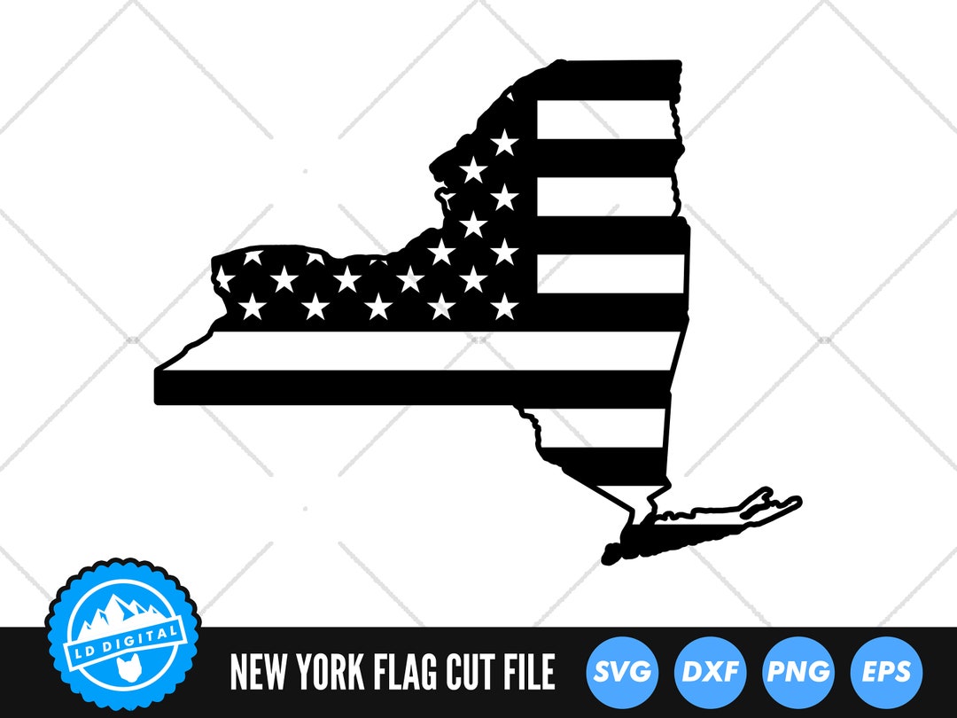New York US Flag SVG Files New York Silhouette Cut Files United States ...
