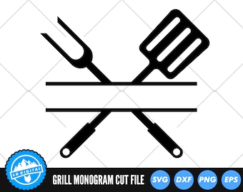 BBQ Grill Utensils SVG Files | Crossed Grill and Spatula SVG Cut Files ...
