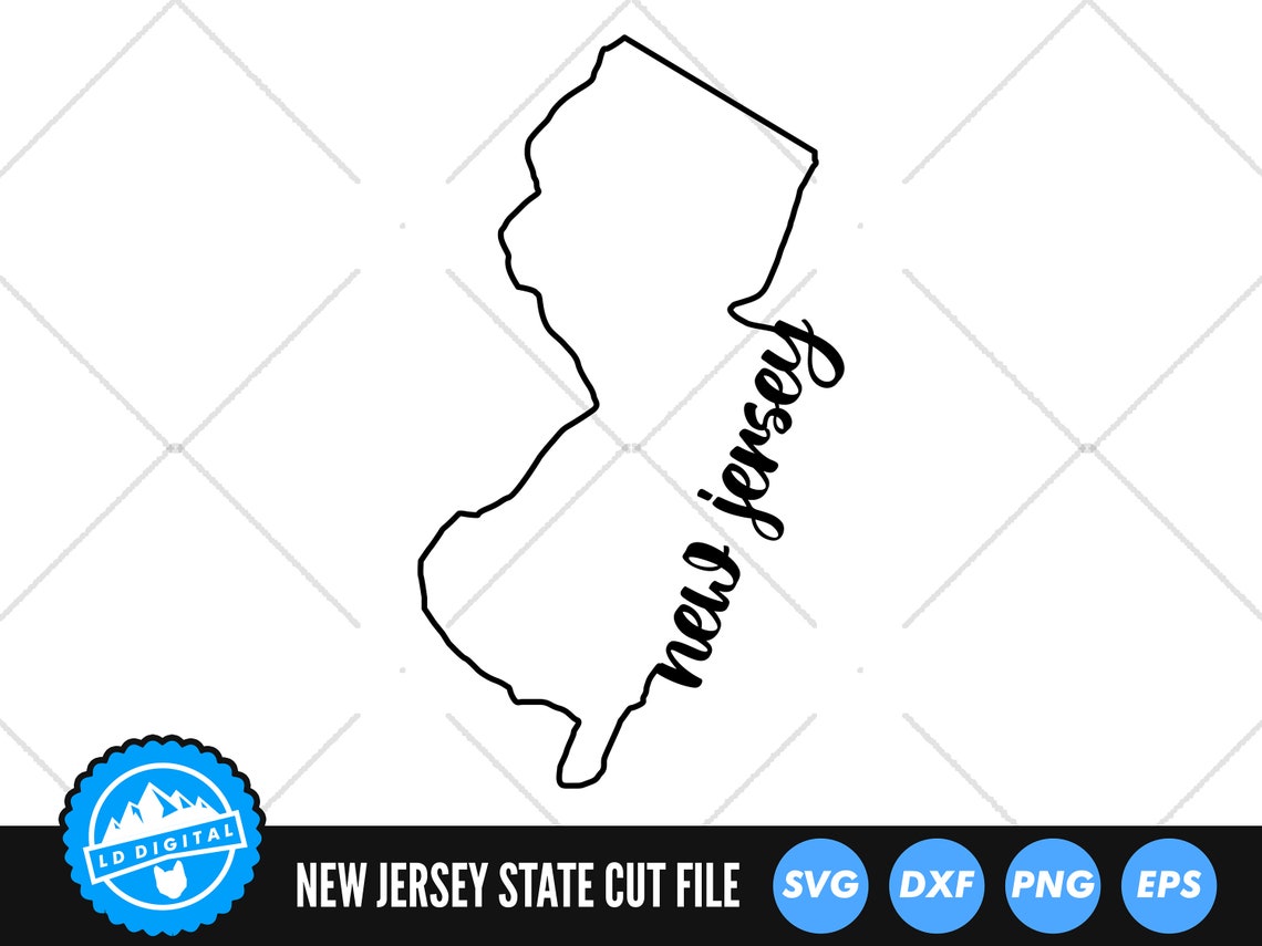 New Jersey Outline With Text SVG Files | New Jersey Cut Files | United ...