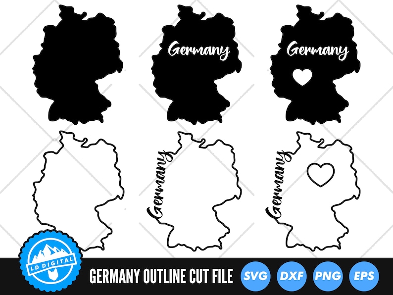 Germany SVG Germany Cut Files Germany Outline SVG - Etsy