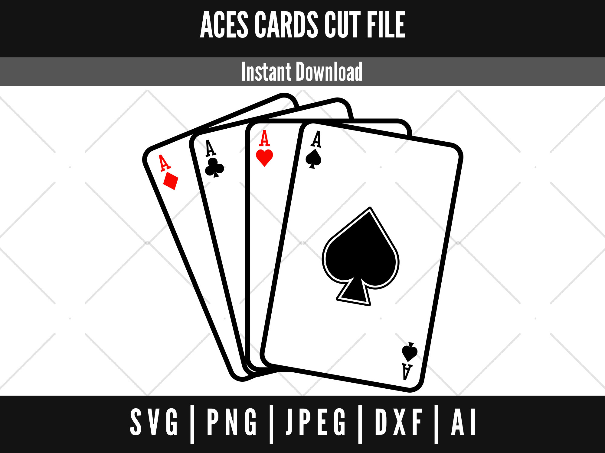 Aces Playing Cards SVG Files Ace of Spades Aces of Hearts | Etsy
