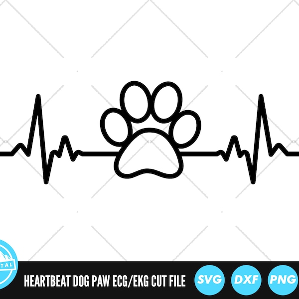 Paw Heartbeat Svg - Etsy