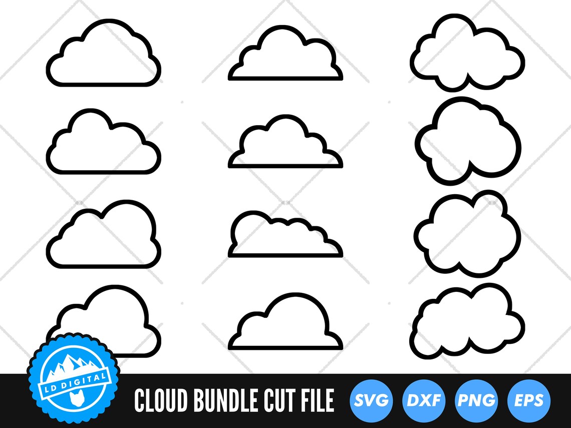 Cloud Bundle SVG Files | Cloud Silhouette Cut Files | Cloud SVG Vector ...