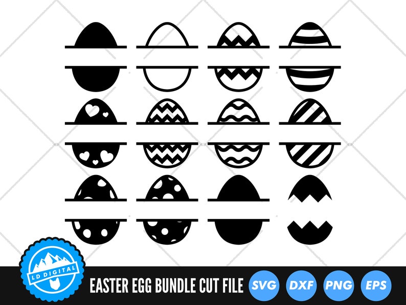 Easter Egg Monogram Bundle SVG Files Split Name Frame SVG - Etsy
