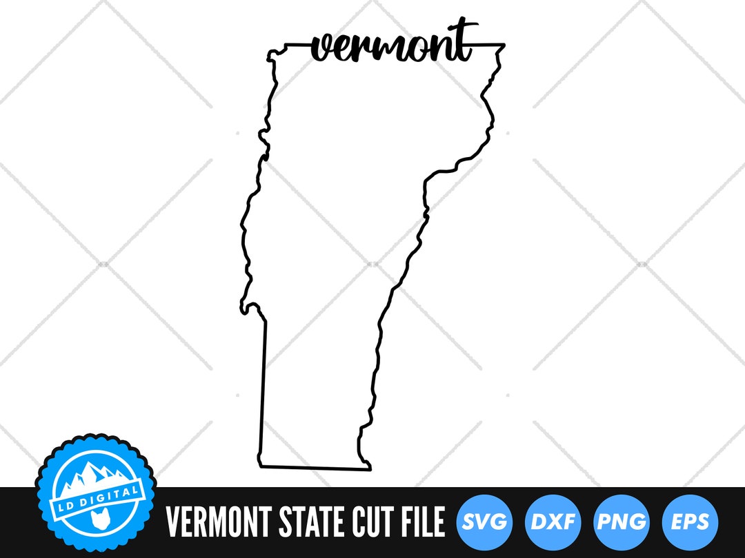 Vermont Outline With Text SVG Files | Vermont Cut Files | United States ...