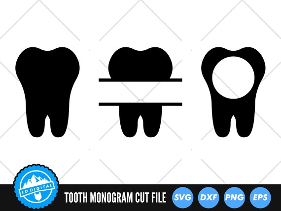 Tooth Monogram SVG Files Tooth Split Name Frame Cut Files | Etsy