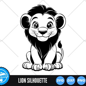 Cute Lion Outline Bundle SVG, Baby Lion Cut File, Safari Animal SVG ...