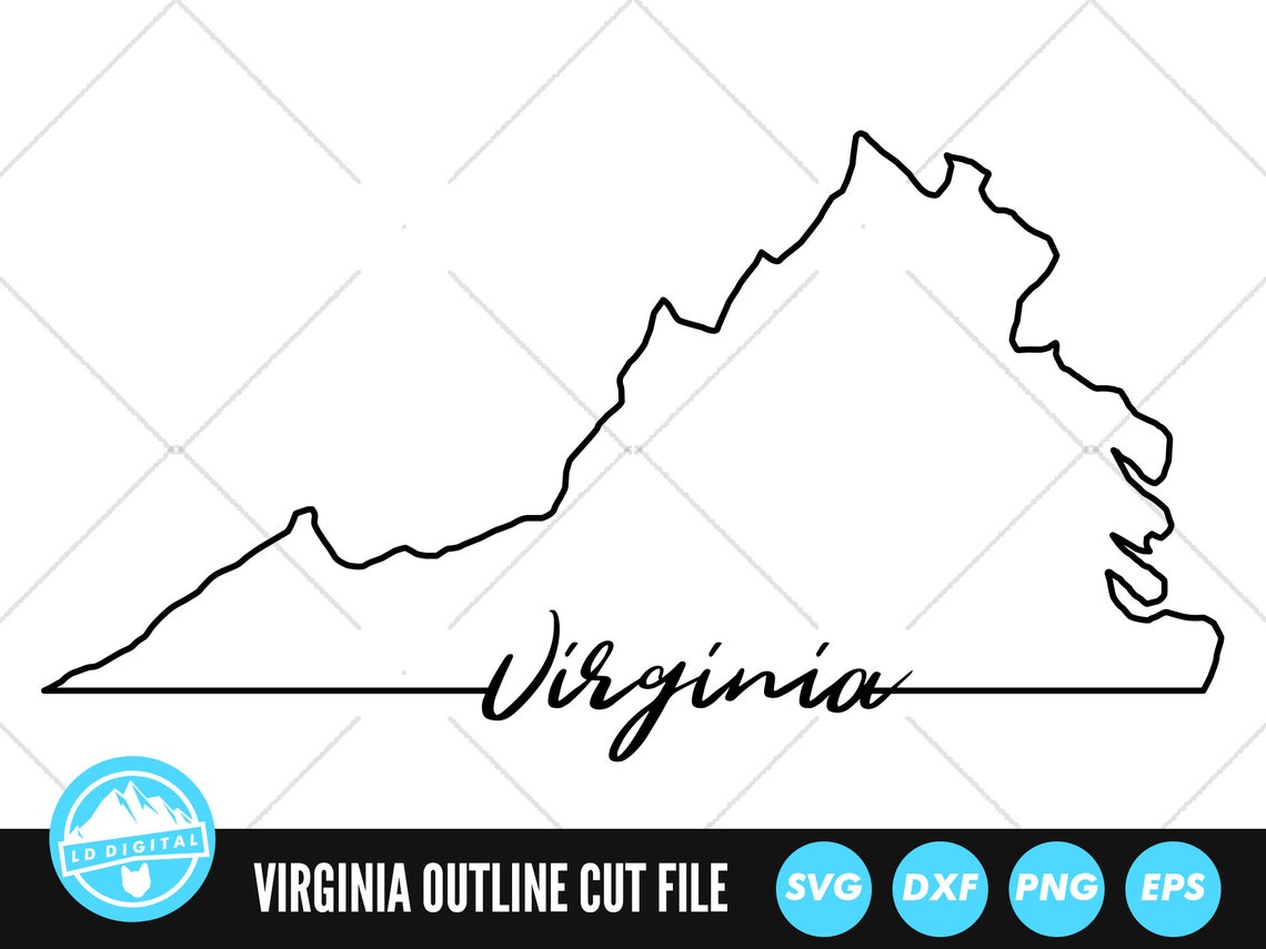 Virginia Outline with Text SVG Files Virginia Cut Files | Etsy