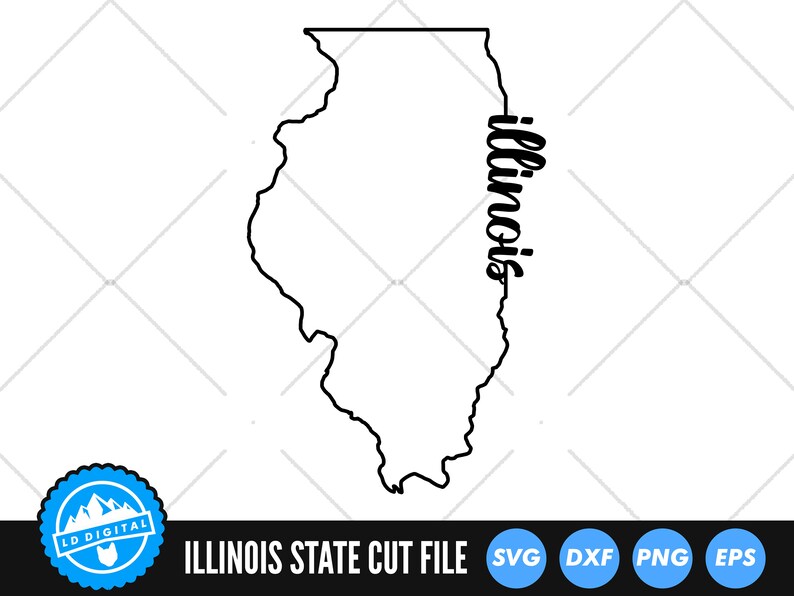 Illinois Outline With Text SVG Files | Illinois Cut Files | United ...