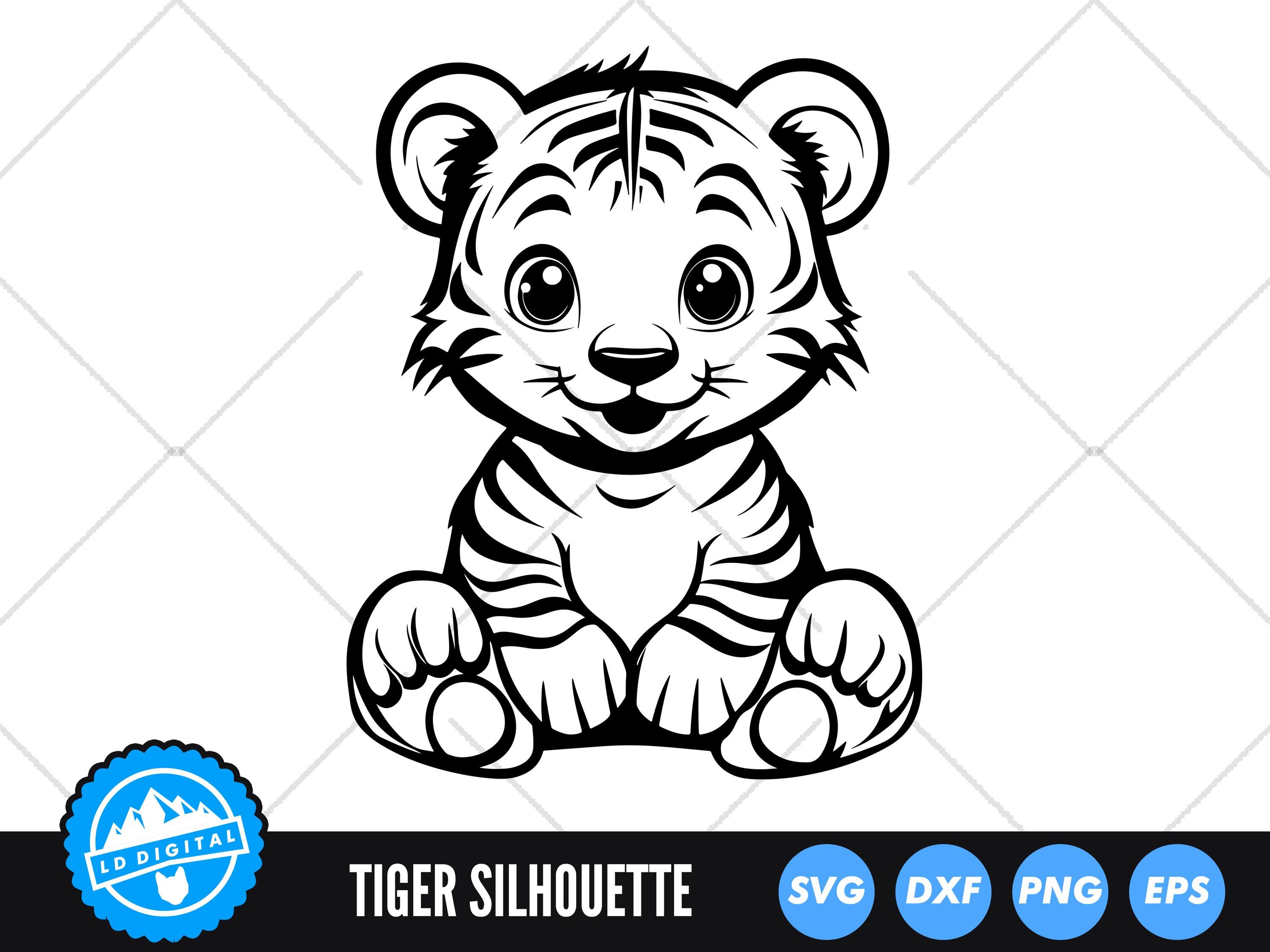 Cute Tiger Outline Bundle SVG, Baby Tiger Cut File, Safari Animal SVG ...