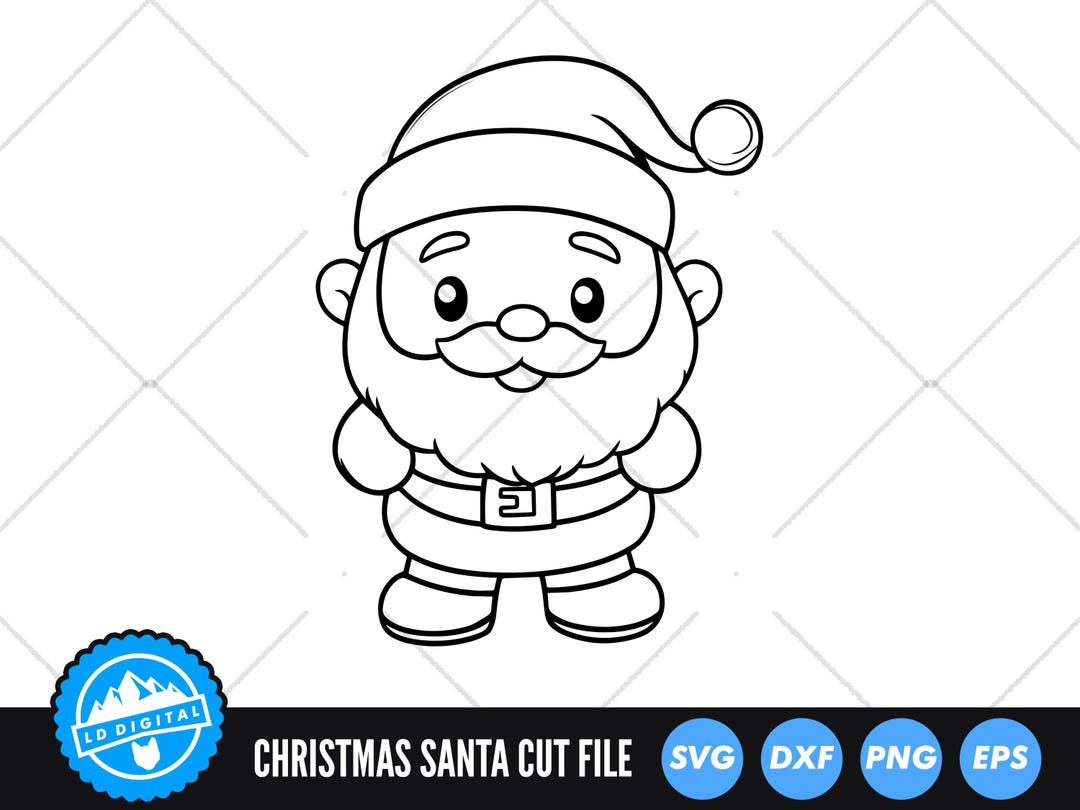 Santa Claus Outline SVG Files | Christmas SVG Cut Files | Cartoon Santa ...