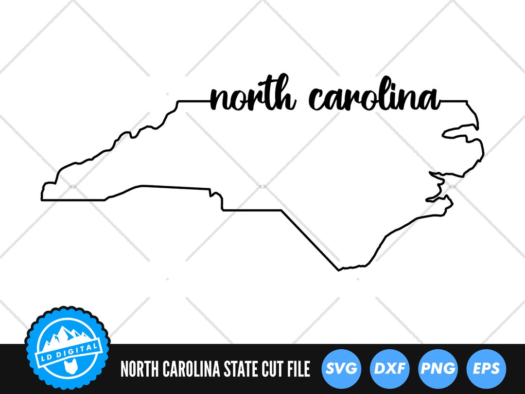 North Carolina Outline With Text SVG Files | North Carolina Cut Files ...