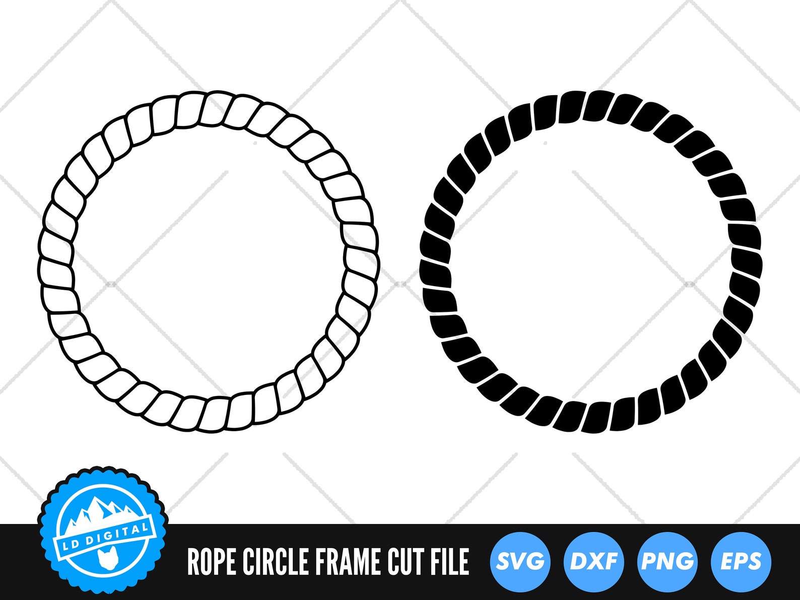Rope Circle Frame Border SVG Files | Rope Circle Monogram Cut Files ...