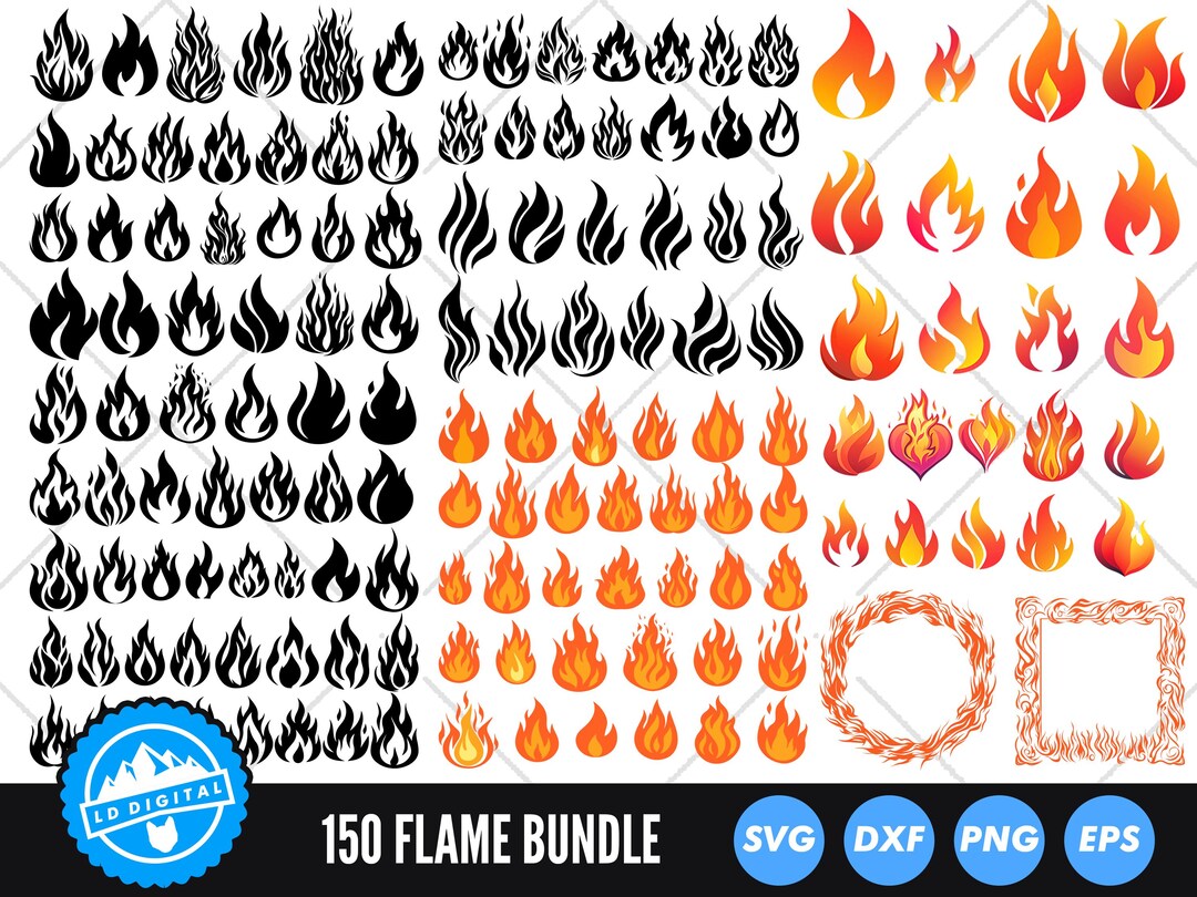 Fire SVG Bundle, Fire Clipart, Fire Svg Files, Fire Flames Svg, Flames ...