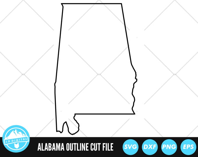 Alabama Flag State Outline INSTANT DOWNLOAD 1 Vector .eps, .dxf, .svg ...
