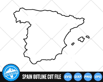 Map Outline Spain - Etsy