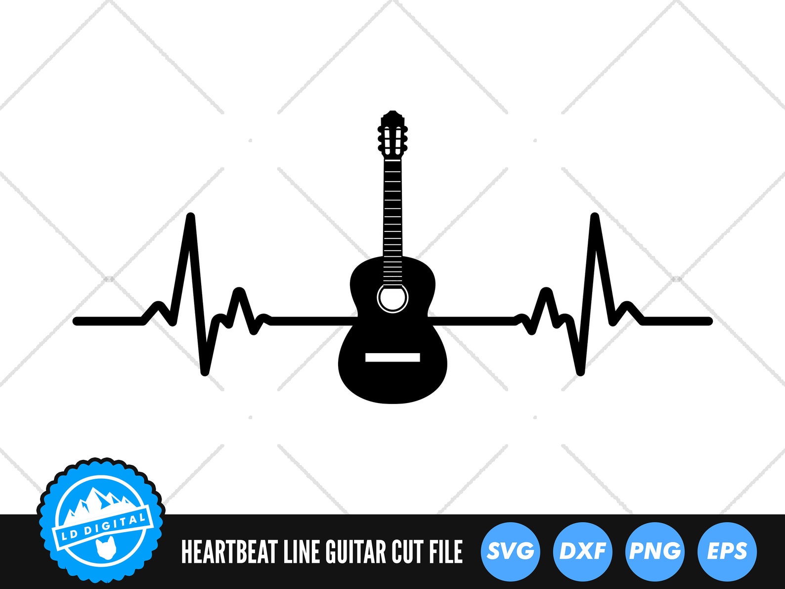 Heartbeat Line Guitar SVG Files ECG EKG Cut Files - Etsy