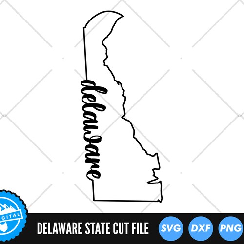 Delaware Outline With Text SVG Files Delaware Cut Files - Etsy