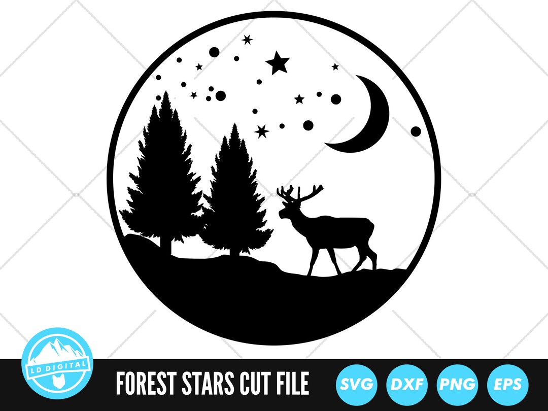 Forest Stars SVG Files | Landscape Silhouette Cut Files | Nature Forest ...