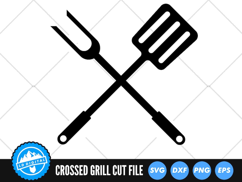 BBQ Grill Utensils SVG Files Crossed Grill and Spatula SVG - Etsy